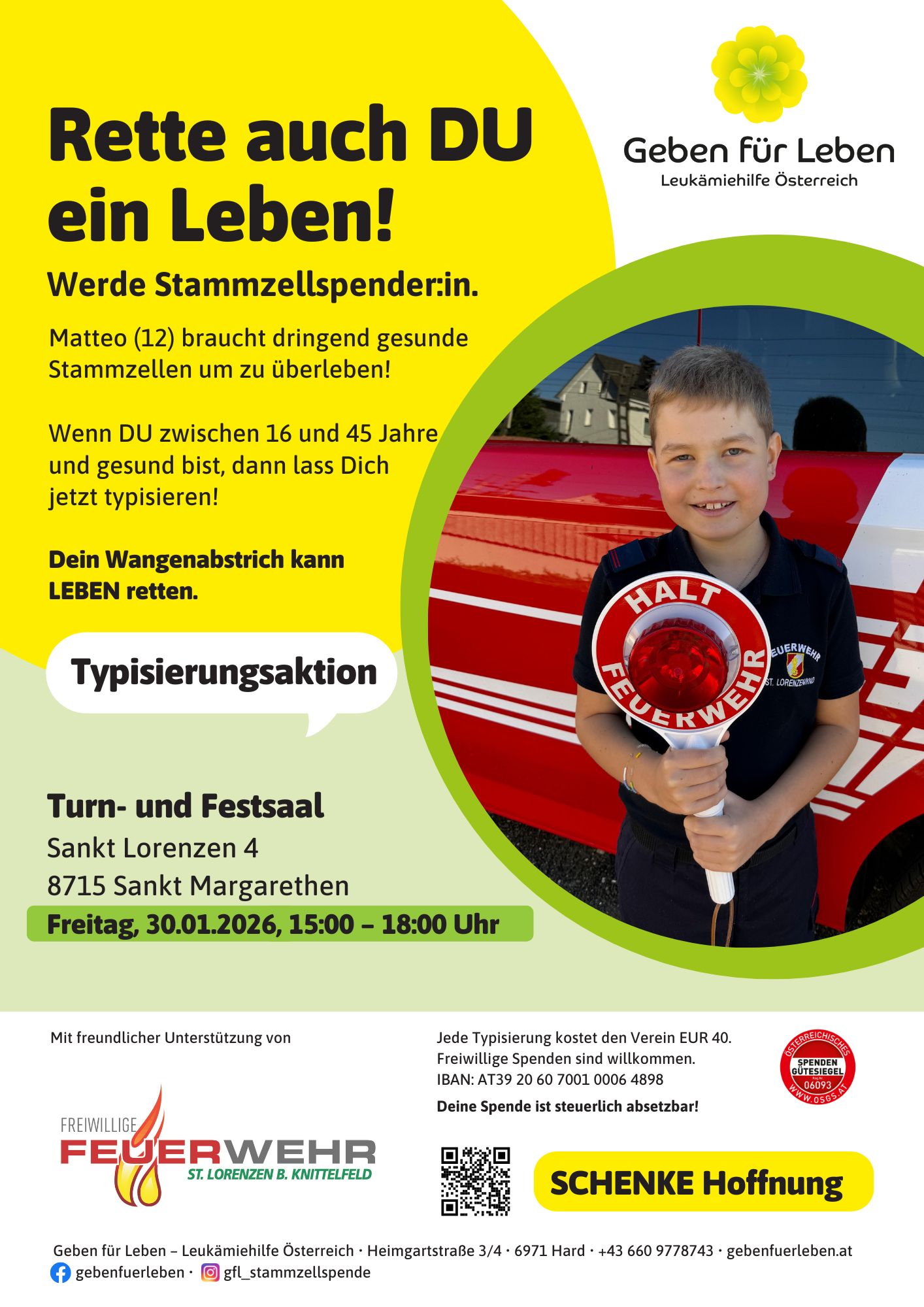 Typisierungsaktion im Turn- und Festsaal in St. Lorenzen/Knittelfeld ...